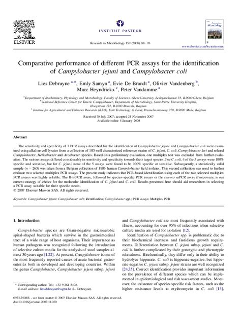Pdf Comparative Performance Of Different Pcr Assays For The Identification Of Campylobacter