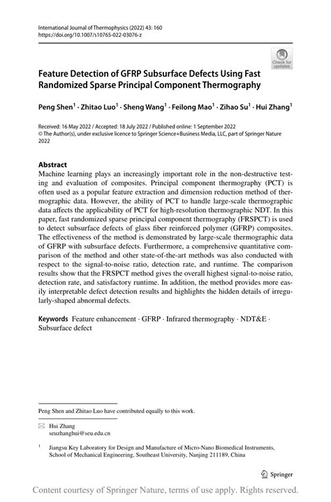 Feature Detection Of Gfrp Subsurface Defects Using Fast Randomized Sparse Principal Component