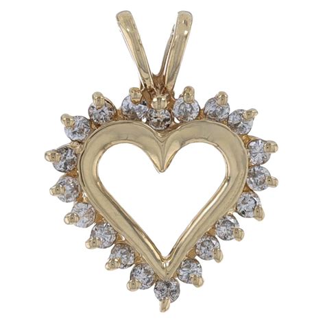 Yellow Gold Diamond Heart Pendant 10k Round Brilliant 20ctw Love