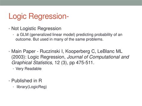 Ppt An Introduction To Logic Regression Powerpoint Presentation Free