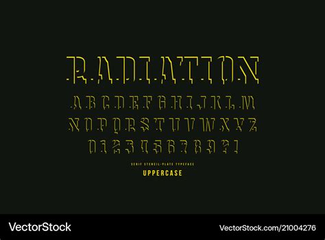 Decorative Stencil Plate Serif Font Royalty Free Vector