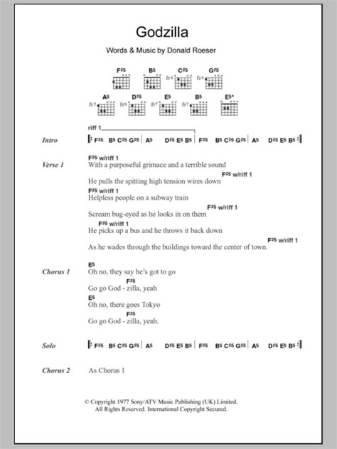 Godzilla By Blue Oyster Cult Guitar Chordslyrics Guitar Instructor