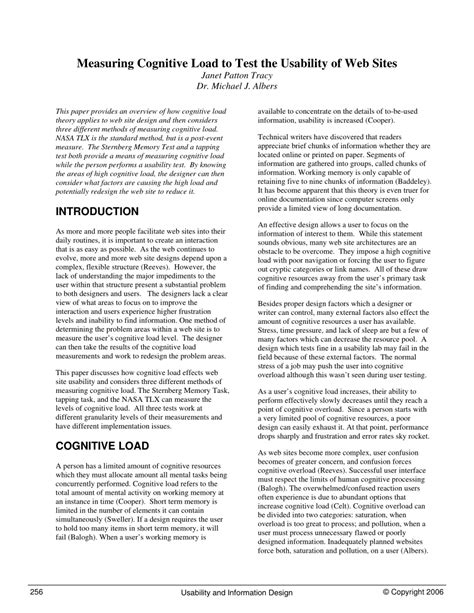 Pdf Measuring Cognitive Load To Test The Usability Of Web Sites
