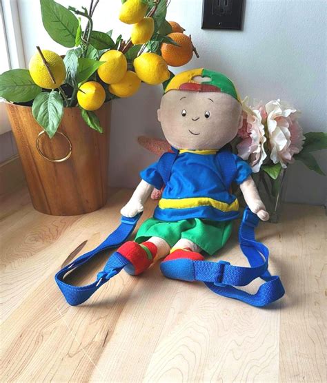 Vintage Backpack Caillou Cute Caillou Plush And Beans Doll 2001 Cinar
