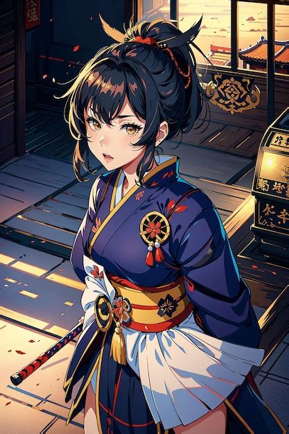 Premium Photo A Girl In A Blue Kimono