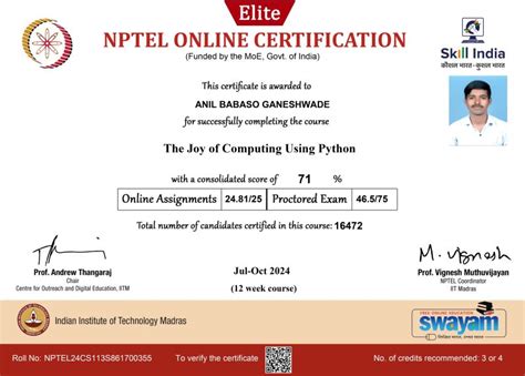 nptel pythonprogramming continuouslearning anil ganeshwade