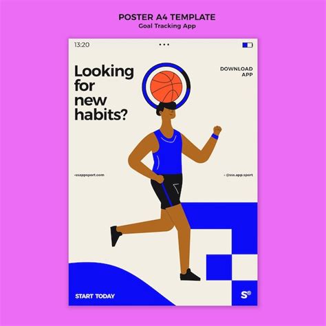 Free Psd Goal Tracking App Poster Template