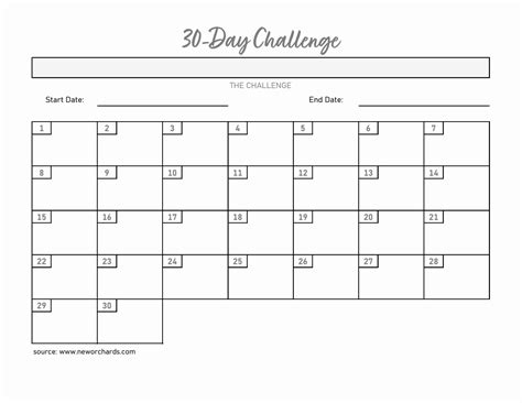 Excel 30 Day Challenge Template With Pre Filled Days