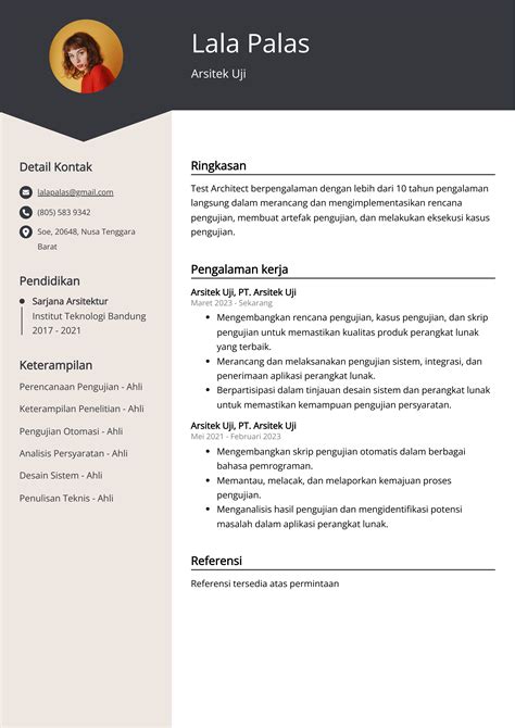 Contoh Resume Arsitek Uji Template And 20 Tips
