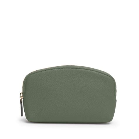 Small Makeup Pouch Full Grain Leather Compact Travel Organizer