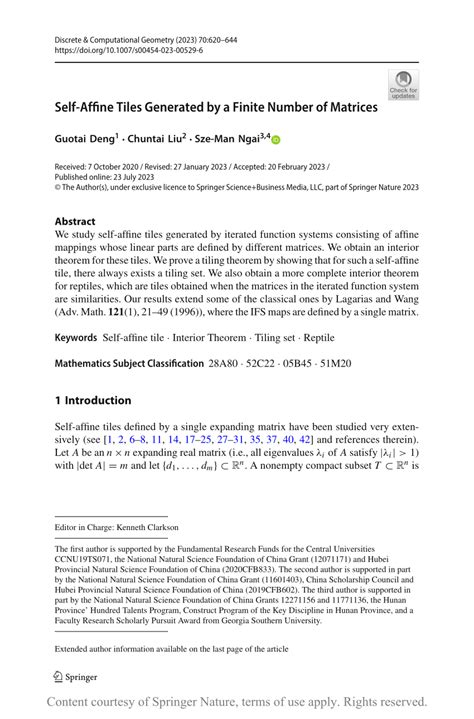 Self Affine Tiles Generated By A Finite Number Of Matrices Request Pdf