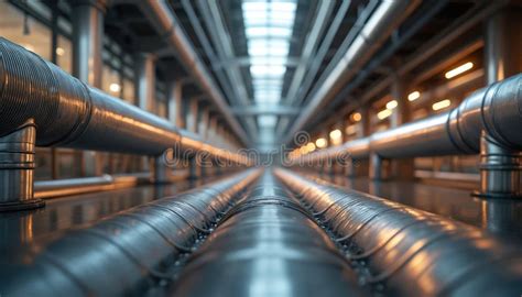 Industrial Interior Metallic Ducts Pipes Modern Design Features Network System Essential For