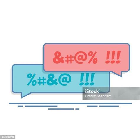 더러운 언어입니다 저주 연설 거품 검열된 맹세 단어와 그림자를 채팅 얇은 선 벡터 그림 흰색 배경에 고립입니다 격노한에 대한 스톡 벡터 아트 및 기타 이미지 Istock