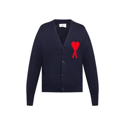 ★중복★ 아미 빅 하트 로고 오버사이즈 가디건 네이비마린 21fw 솔드아웃 아미