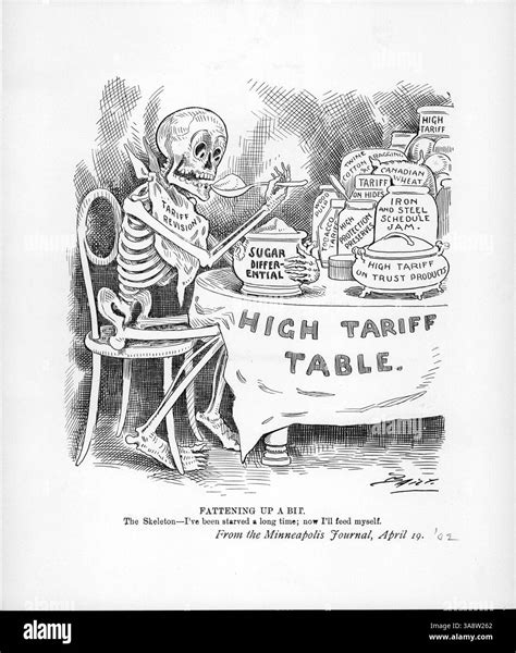This Political Cartoon Depicts The Skeleton Of Tariff Revisions Feeding Off The High Tariff