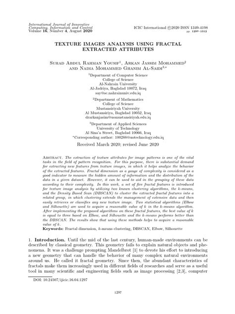 Texture Images Analysis Using Fractal Extracted Attributes Pdf