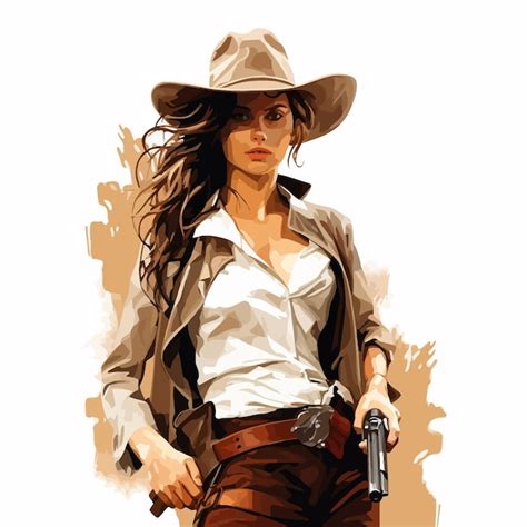 Premium Vector Vector Illustration Of Western Girl With Revolve