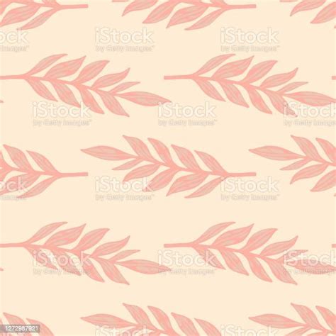 잎 가지와 핑크 팔레트 원활한 꽃 무늬 단풍 손 그린 실루엣 양식에 일치시키는 작품 0명에 대한 스톡 벡터 아트 및 기타 이미지 0명 고풍스런 관목 Istock