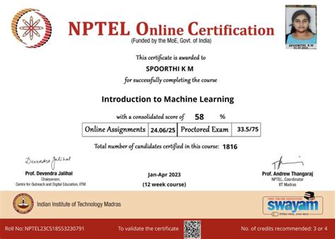 Spoorthi K M On Linkedin Hello I Have Cleared The Nptel Exam On The Subject Introduction To