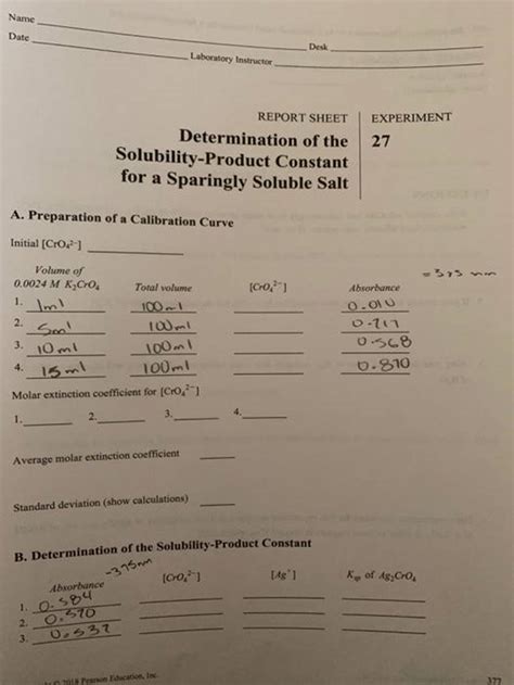 Solved Name Date Desk Laboratory Instructor Experiment 27 Report Sheet 1 Answer
