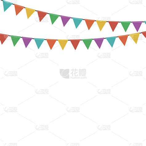 三角形旗帜花环孤立在白色的背景矢量图