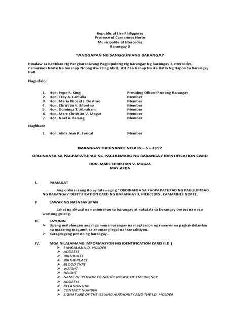 Barangay Ordinance Pdf