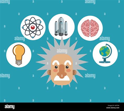 Albert Einstein With Science Related Icons Image Stock Vector Image