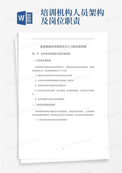 公司培训部部门及岗位职责与架构图Word模板下载 编号lexdzkod 熊猫办公