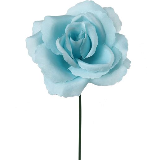 Larksilk Sky Blue Artificial Roses 50pcs Real Touch Fabric