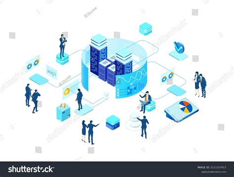 Isometric Business Environment Business People Team Stock Vector Royalty Free 2111327417