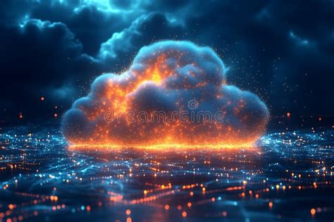Glowing Cloud Computing Network Abstract Digital Data And Technology Background Stock Illustration