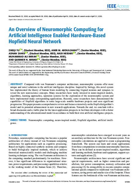 Pdf An Overview Of Neuromorphic Computing For Artificial Intelligence Enabled Hardware Based