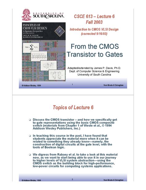 From The Cmos Transistor To Gates Lecture Slides Csce 613 Docsity