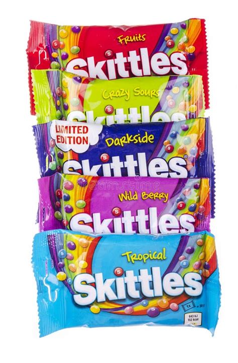 Skittles Fruit Flavoured Candies Isolated On White Background