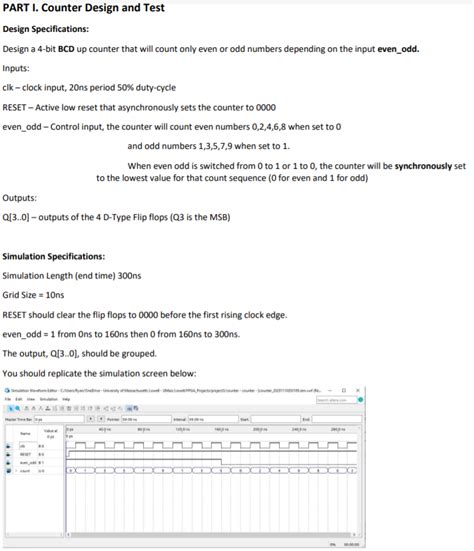 PART I Counter Design And Test Design Chegg