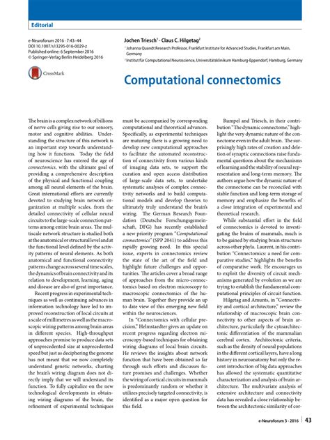 Pdf Computational Connectomics