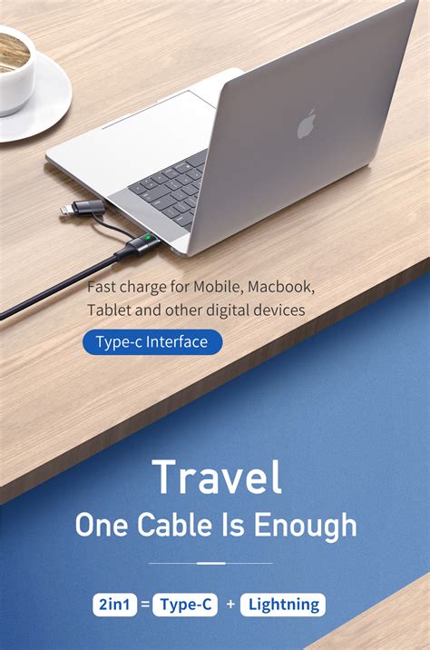 Mcdodo Usb C To Lightning And Usb C 2 In 1 Pd Cable Qc 4 0 3 0 Fast Charge Pd 3 0 Max 60w