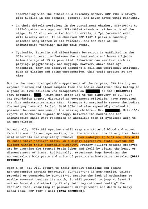 My Attempt At Writing A Fnaf Scp Document R Fivenightsatfreddys