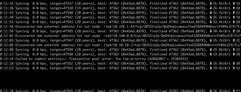 failed to submit extrinsic transaction pool error too low priority 49682067 25383433