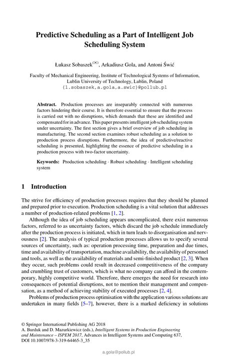 Pdf Predictive Scheduling As A Part Of Intelligent Job Scheduling System