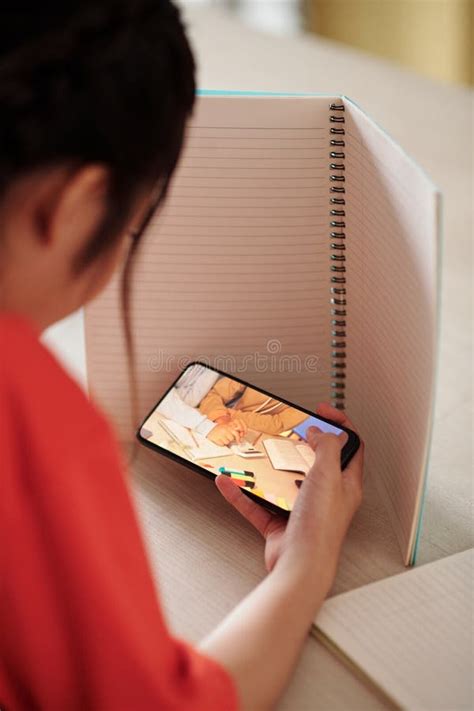 Schoolgirl Secretly Watching Videos Stock Image Image Of Textbook Concentration 254833547