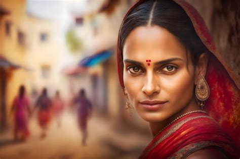 Premium Ai Image Portrait Of A Traditionally Dressed Woman Of Indian Origin Neural Network Ai