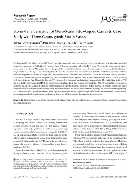 pdf storm time behaviour of meso scale field aligned currents case