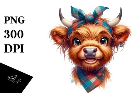 Cow Highland Houswife Bandana Portrait Sublimation