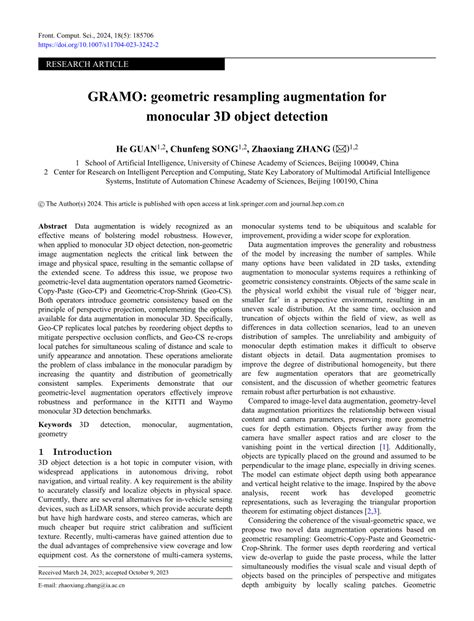 Pdf Gramo Geometric Resampling Augmentation For Monocular 3d Object