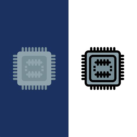 System Tech Technology Cpu Icons Flat And Line Filled Icon Set Vector