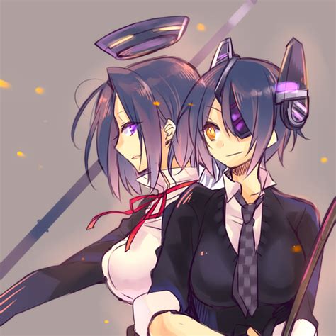 Aki O2x X2o Tatsuta Kancolle Tenryuu Kancolle Kantai Collection Checkered Neckwear