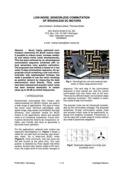 Pdf Low Noise Sensorless Commutation Of Brushless Dc Motors