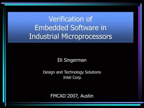 ppt verification of embedded software in industrial microprocessors