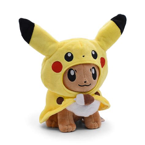 30cm Pokemon Anime Figure Pikachu Eevee Hat Cloak Plush Toys Doll Hold Pillow Soft Stuffed